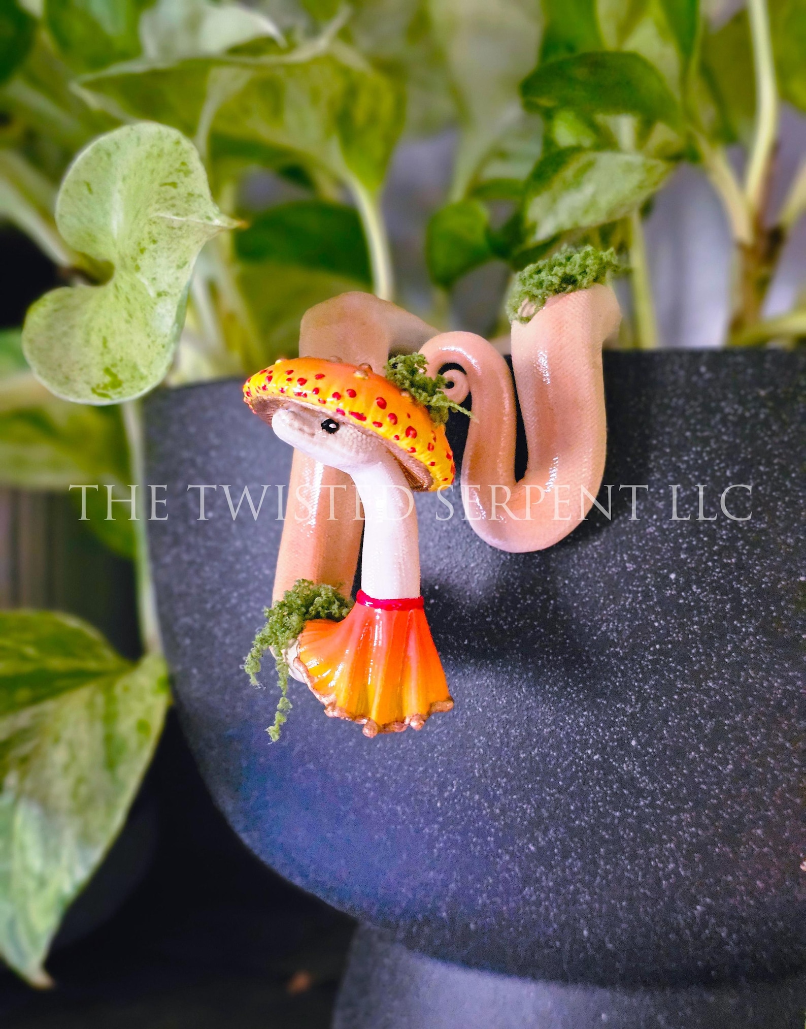 Mossy Mushie Mate Snake Pot Pal Figurine | Hand Painted Reptile | House ...