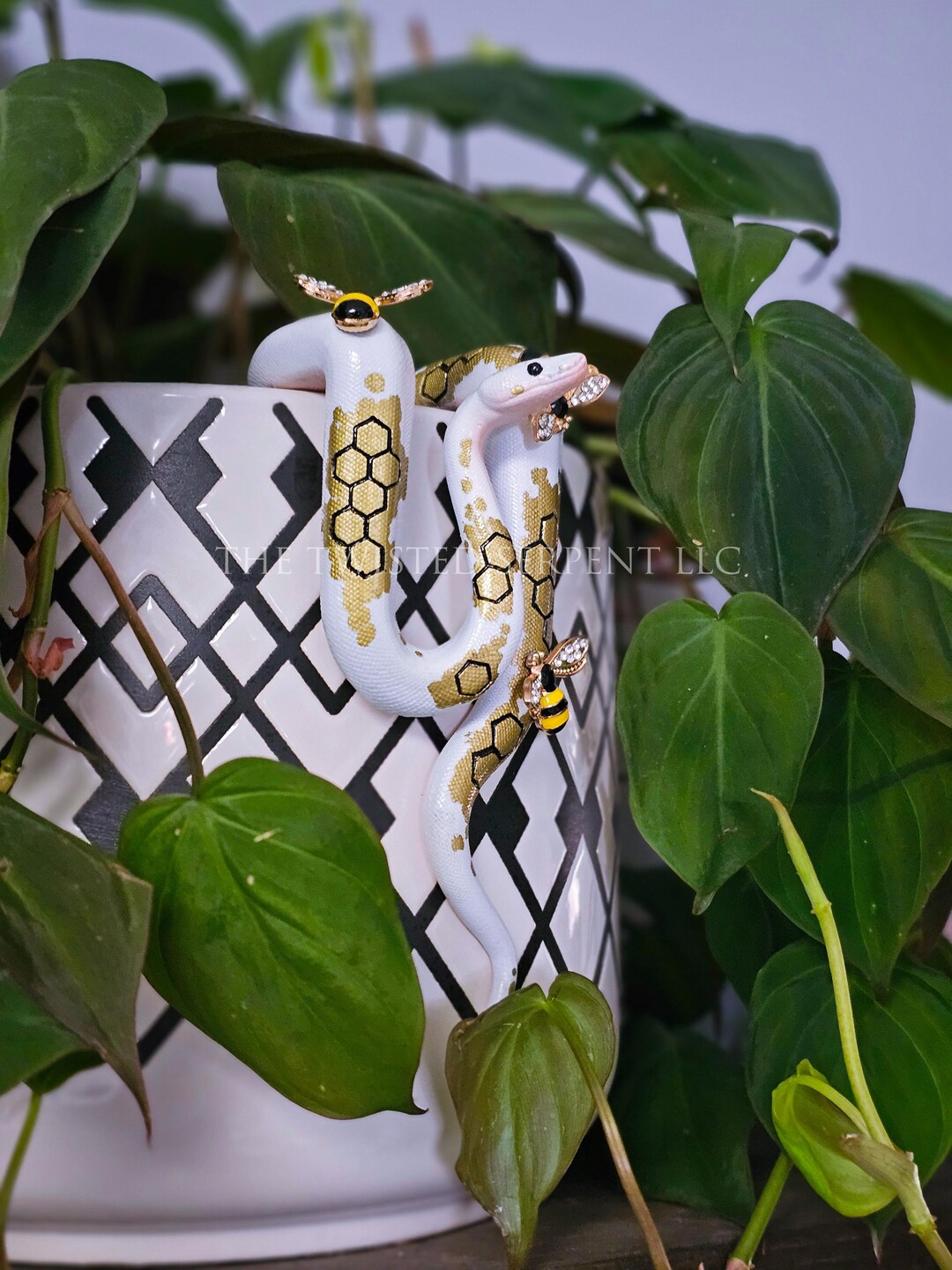 Bumblebee Ball Python Snake Pot Pal Figurine | Hand Painted Reptile ...