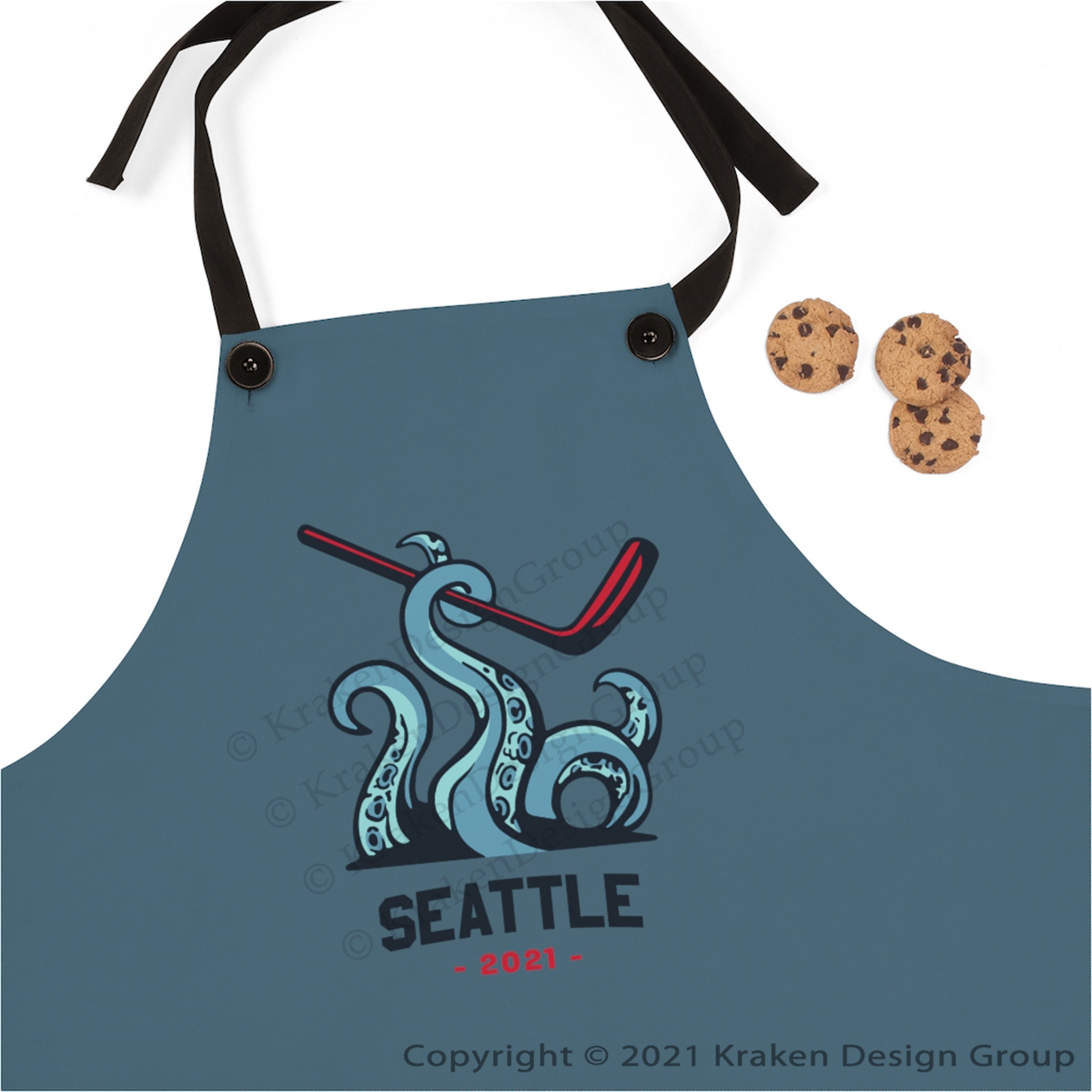 Seattle Kraken Apron, Original Custom Kraken 2021 Kitchen Grill Apron ...