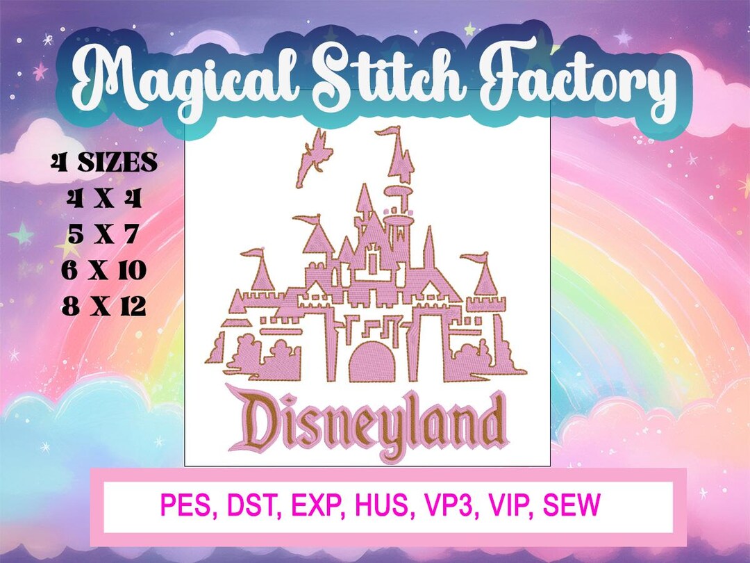 Disney Embroidery File Disneyland Castle Silhouette With Outline 4 ...