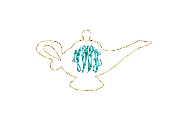 Aladdin Genie Lamp Monogram Frame Outline Embroidery Design 6 Sizes - Etsy