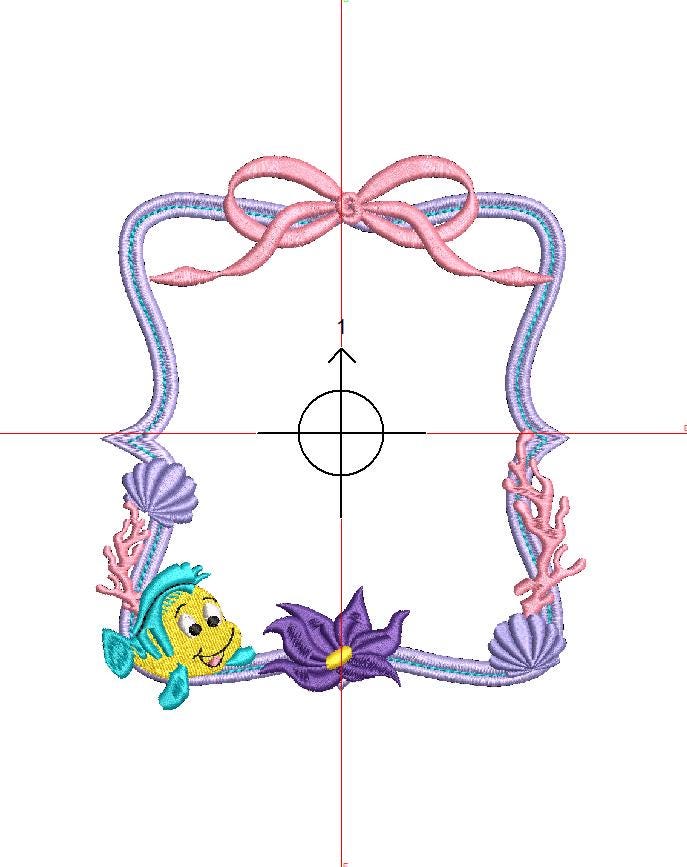 Little Mermaid Ariel Monogram Frame in 5 Sizes Coquette Embroidery ...