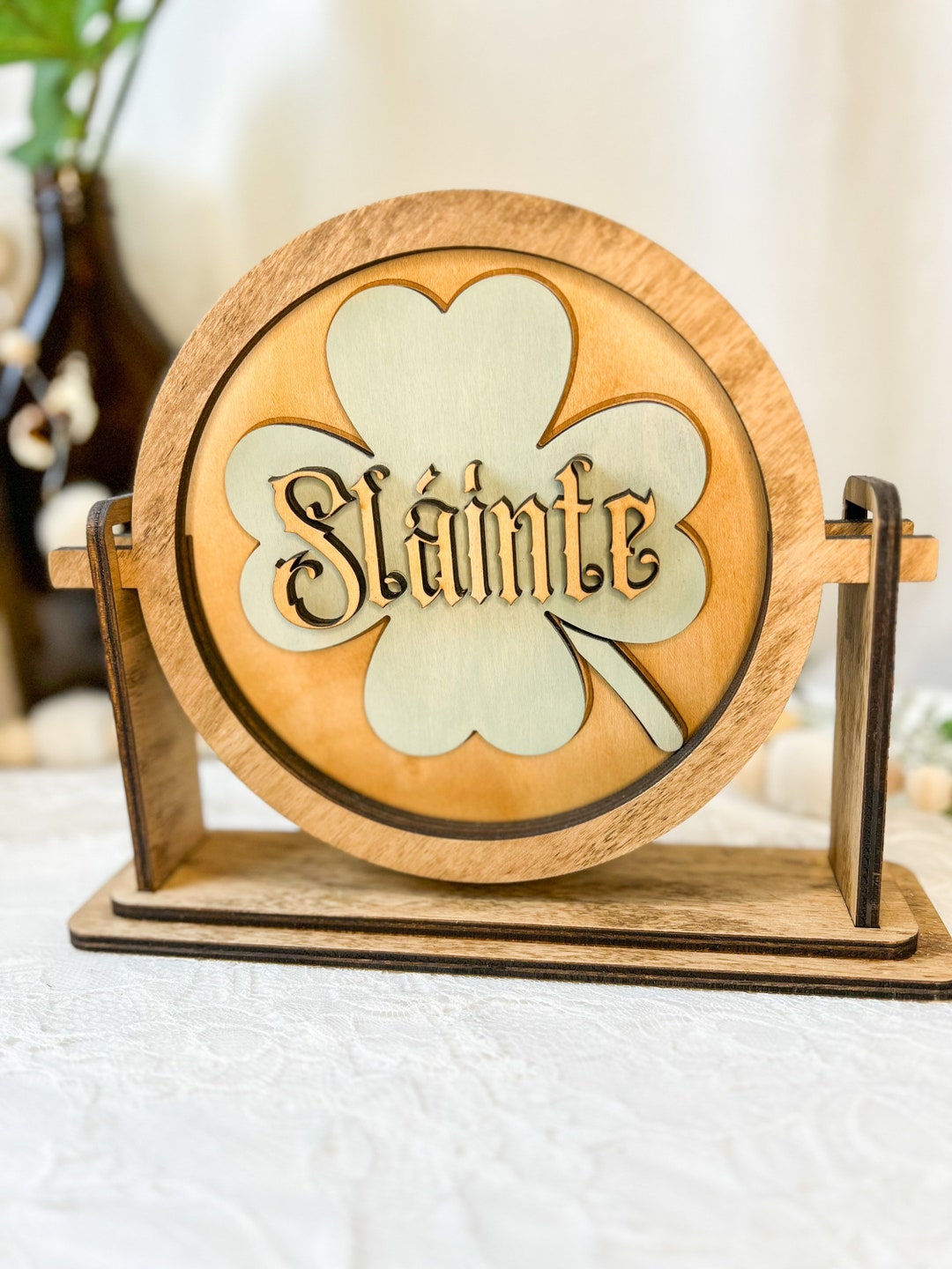 Sláinte Irish St. Paddys Day Clover INSERT for Interchangeable Tabletop ...
