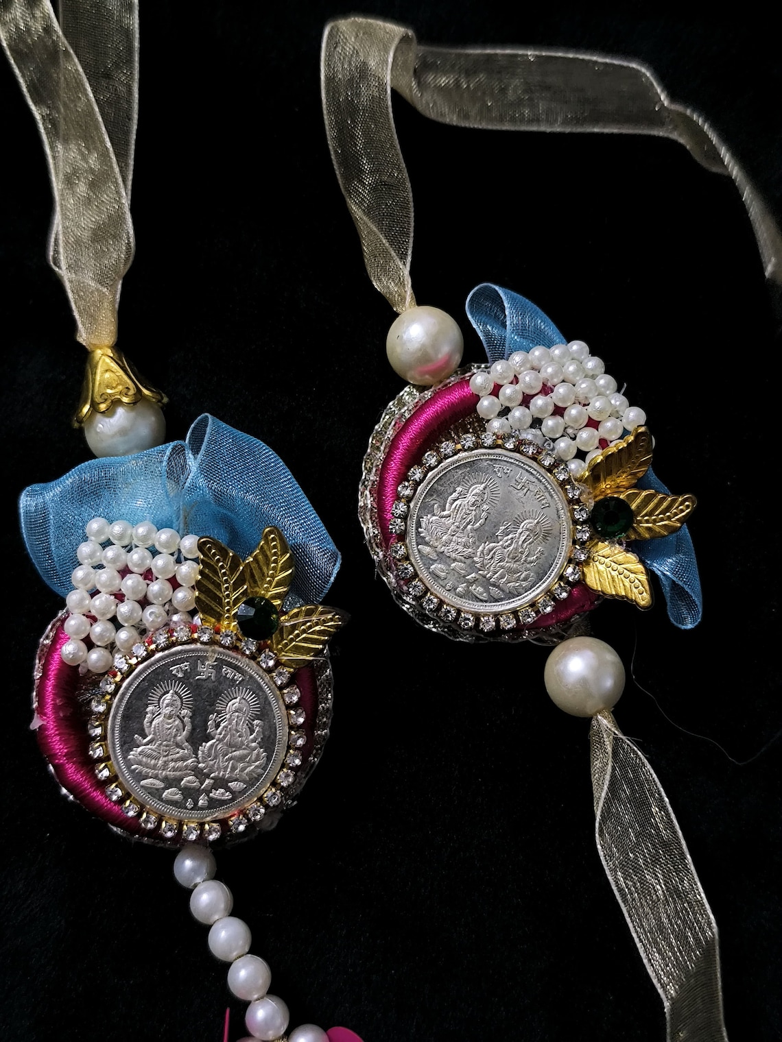 Sterling Silver Rakhi Set for Bhai and Bhabhi Rakhi Pair Handmade Rakhi ...