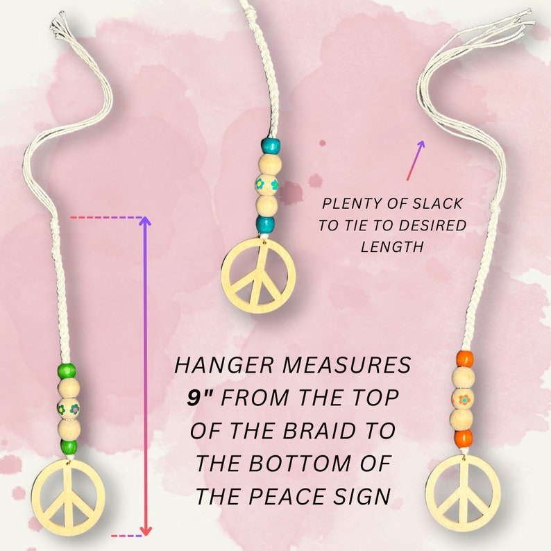 Groovy Wood Peace Sign Car Hanging Accessories, Rear View Mirror ...