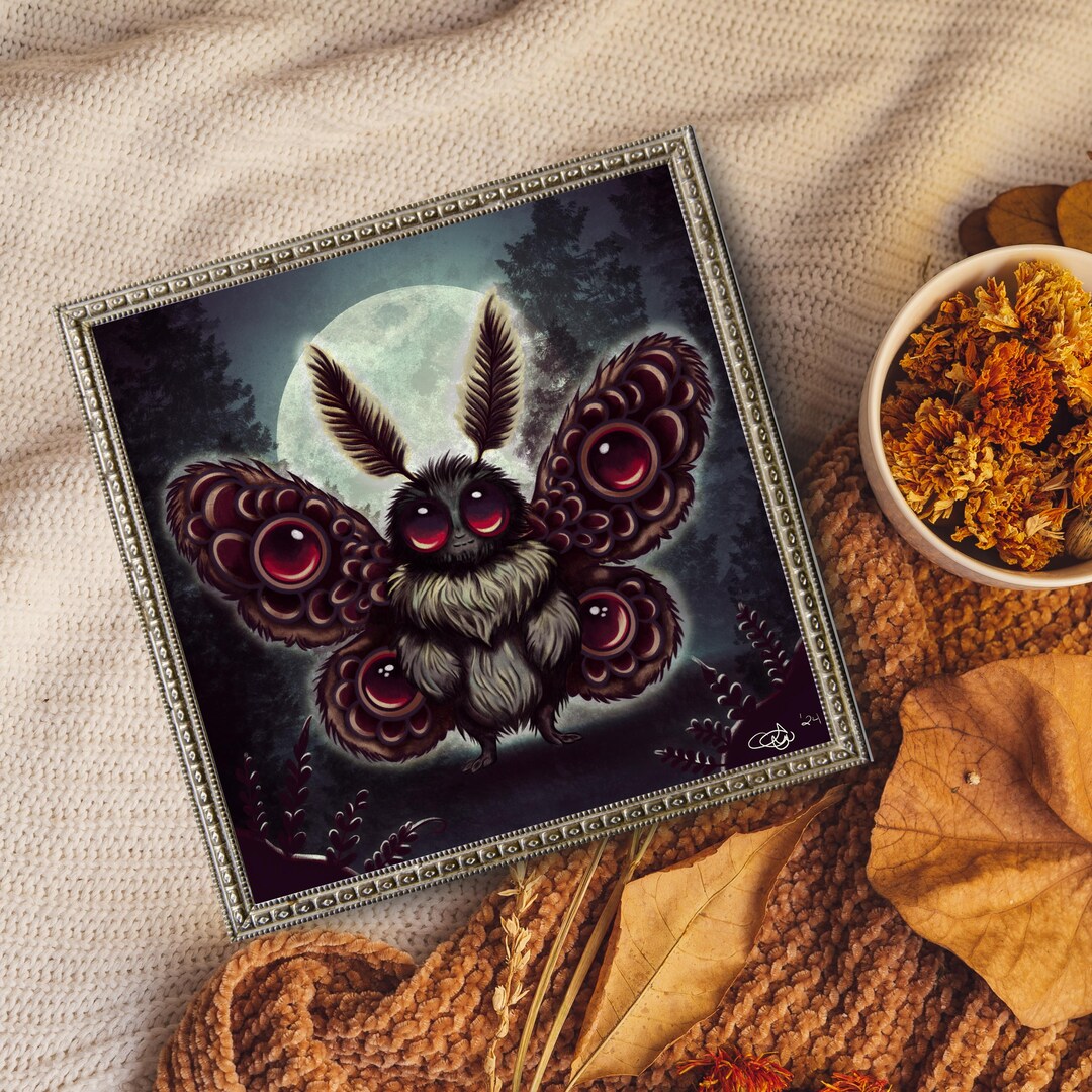 Whimsical Cute Mothman Illustration Art Print 8x8 Cryptid Mystical ...