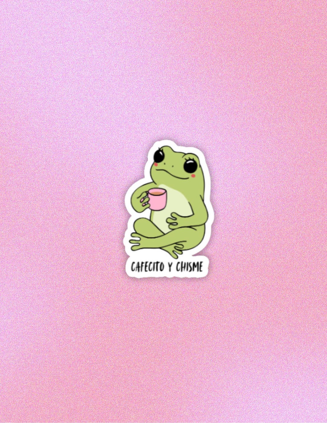 Cafecito Y Chisme Sticker, Cute Frog Sticker, Waterproof Stickers ...