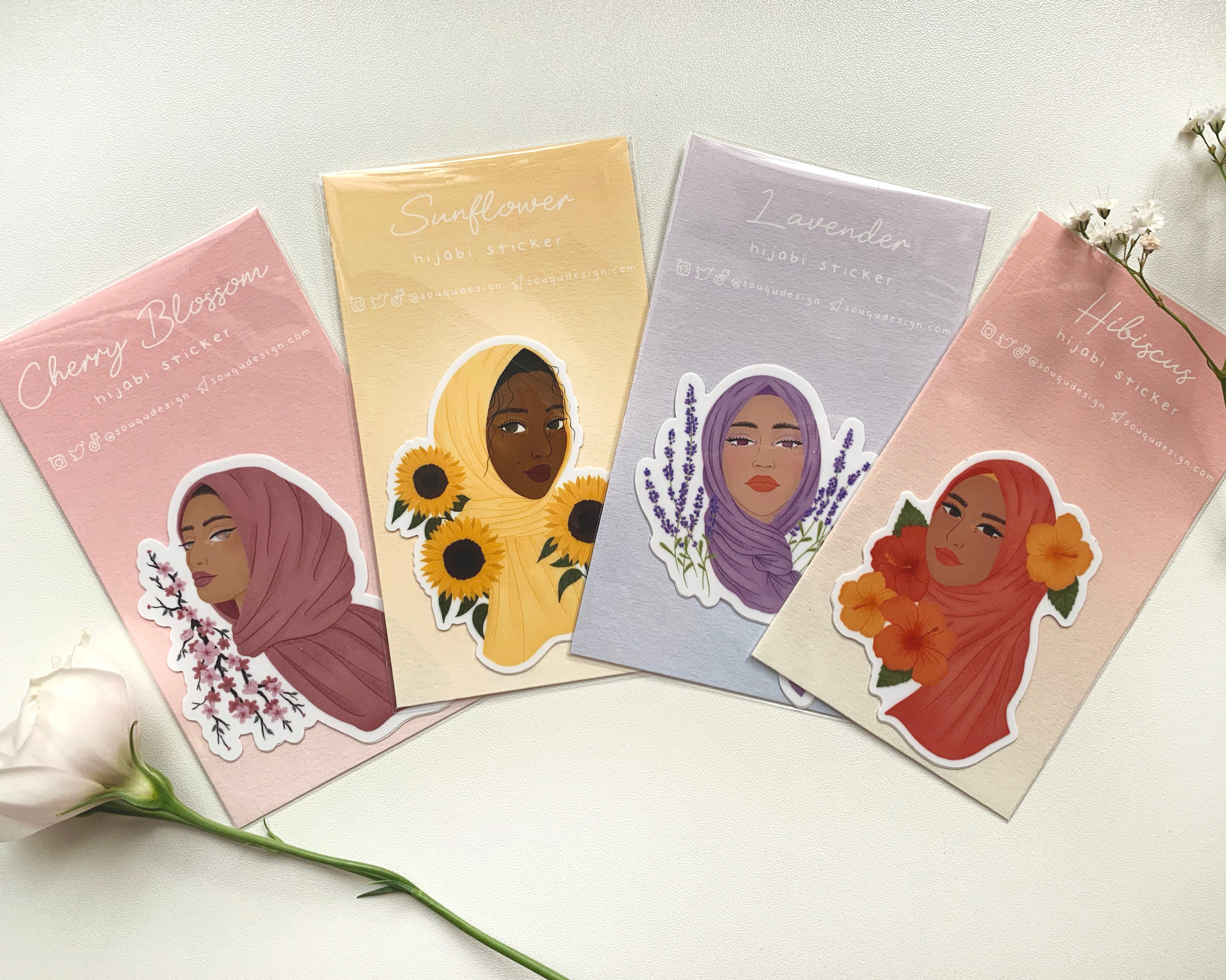 Flower Hijabis Die Cut Sticker Series Cute Hijabi Stickers | Etsy