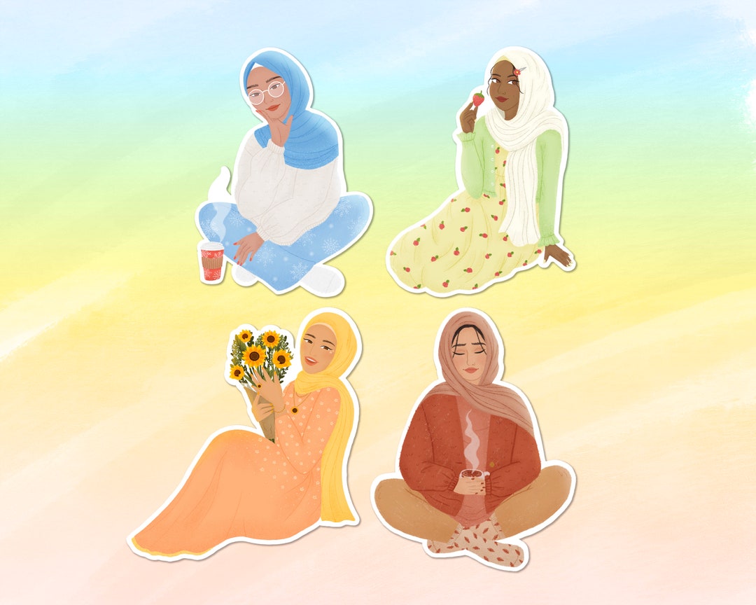 Seasonal Vibes Hijabis Die Cut Stickers Cute Hijabi Stickers Islamic ...