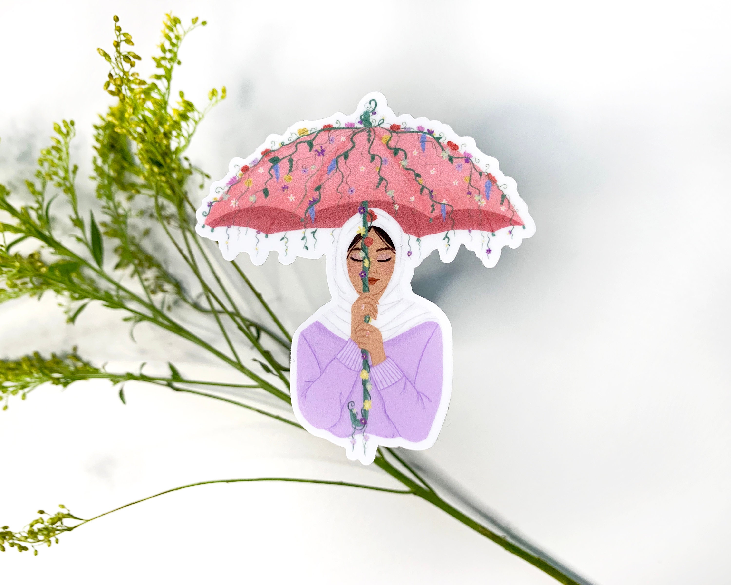 Umbrella Hijabi Die Cut Sticker Cute Hijabi Stickers | Etsy