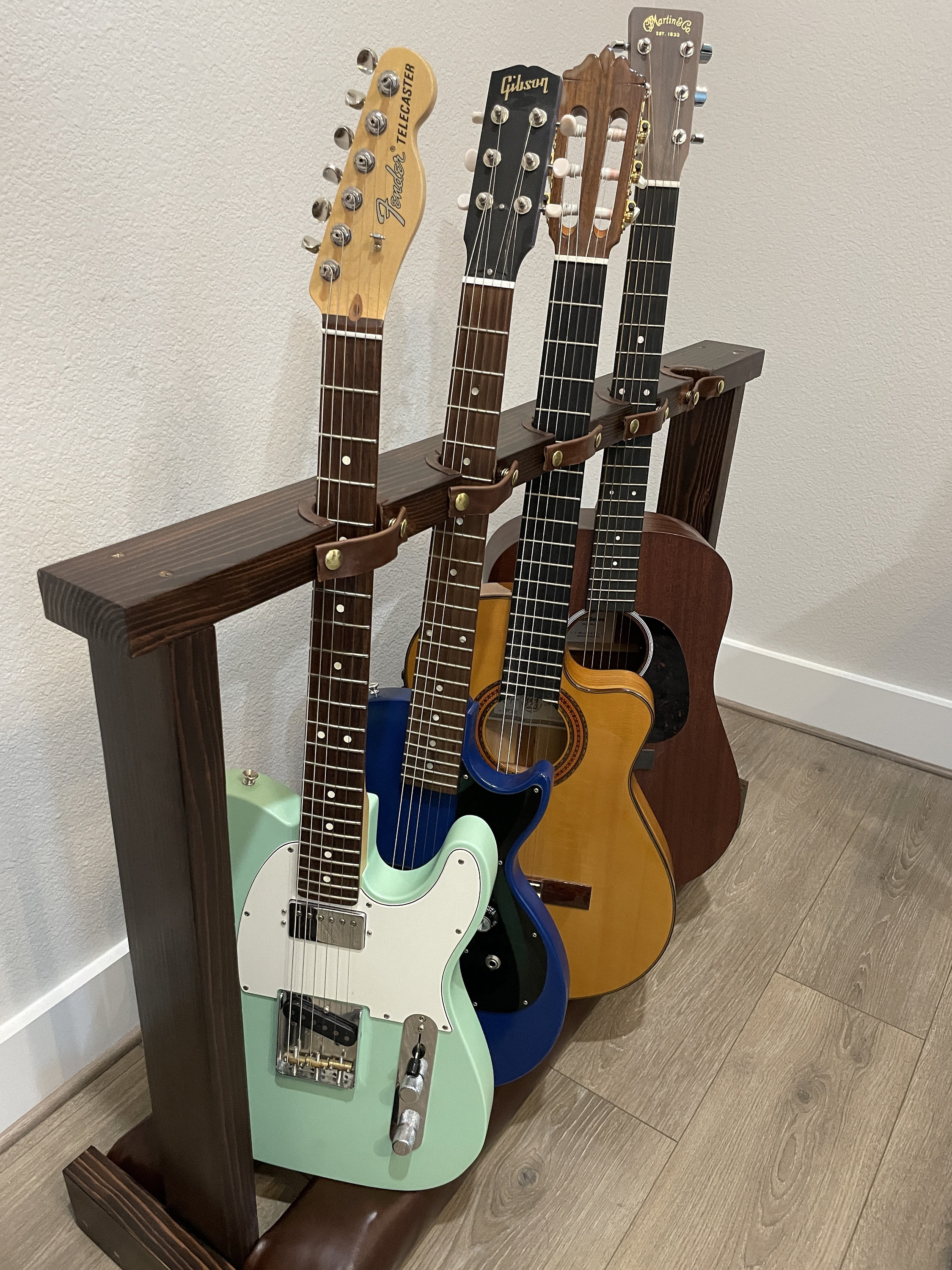 Leather & Wood Upright Custom Guitar Rack Guitar Stand - Etsy