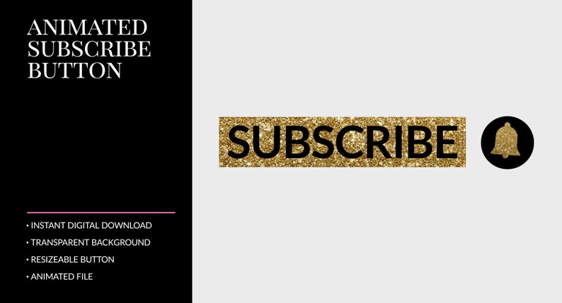 Gold Animated Youtube Subscribe Button Glitter Youtube - Etsy