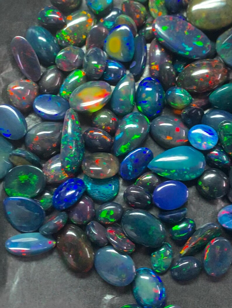 Big Black Opal Cabochon | Natural Gemstone | Loose Opal Cab | Jewelry ...