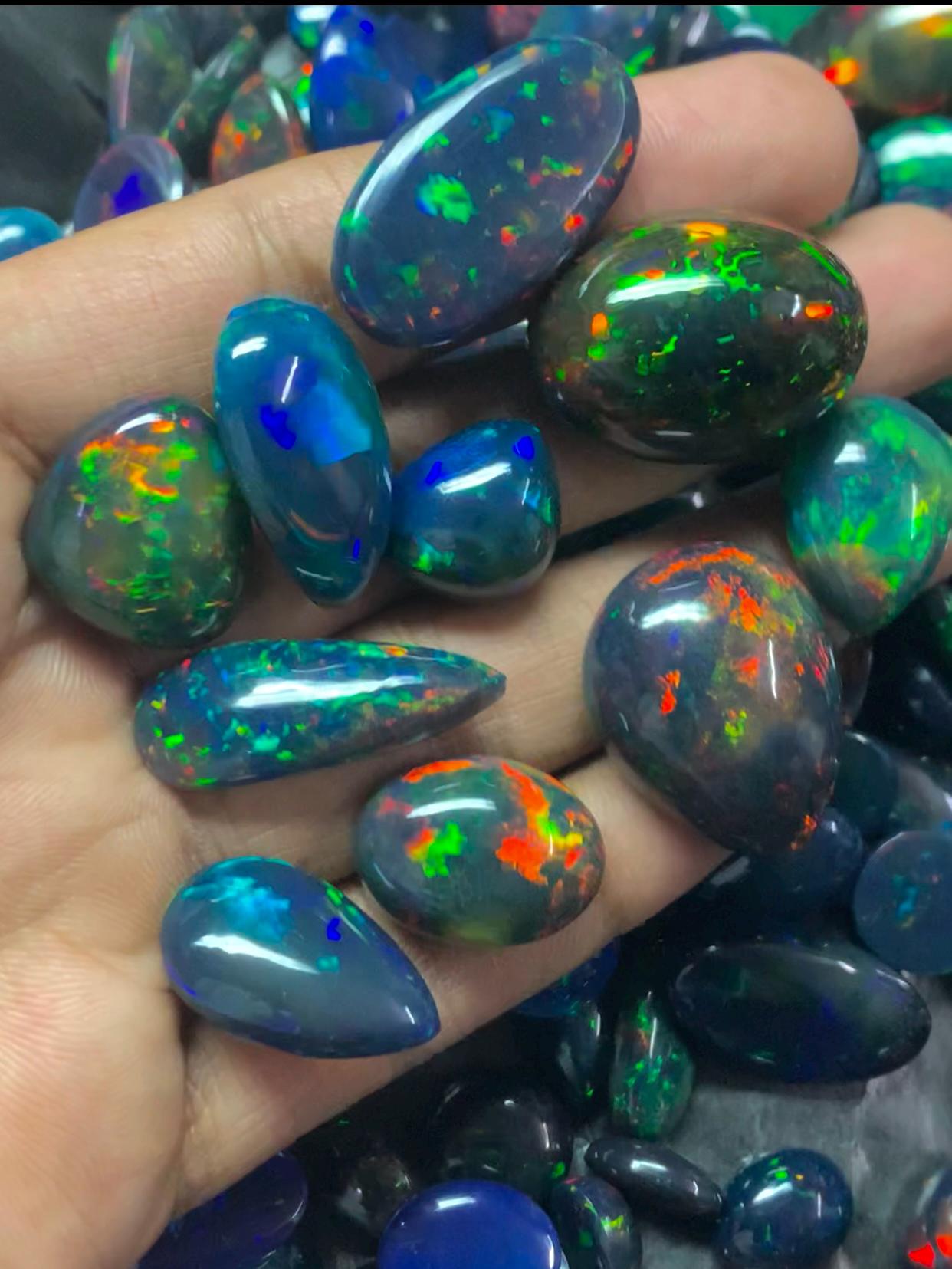 Big Black Opal Cabochon | Natural Gemstone | Loose Opal Cab | Jewelry ...
