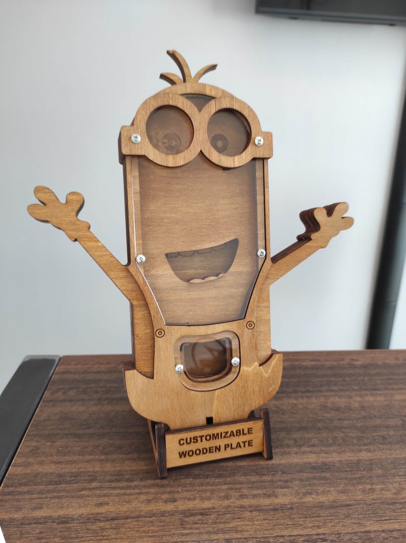 Personalized Minion Wooden Moneybox for Desk or Wall Coin Game Elegant ...