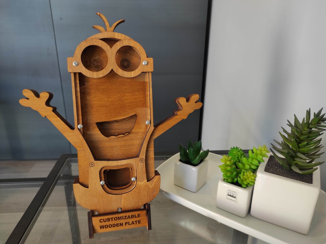 Personalized Minion Wooden Moneybox for Desk or Wall Coin Game Elegant ...