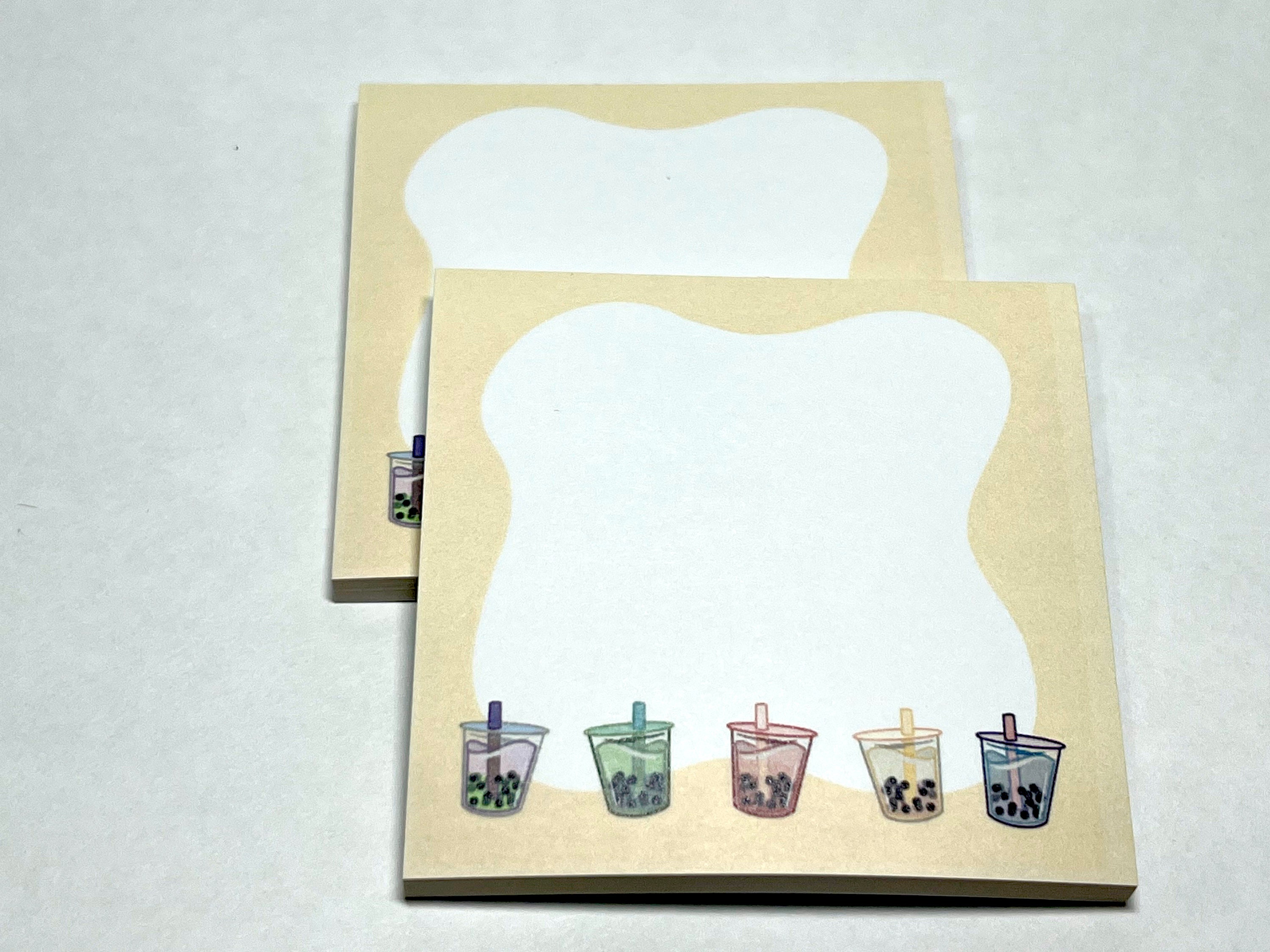 Boba Theme Sticky Notes, 3x3 Inches, 50 Sheets, Small Stationery, Cute ...