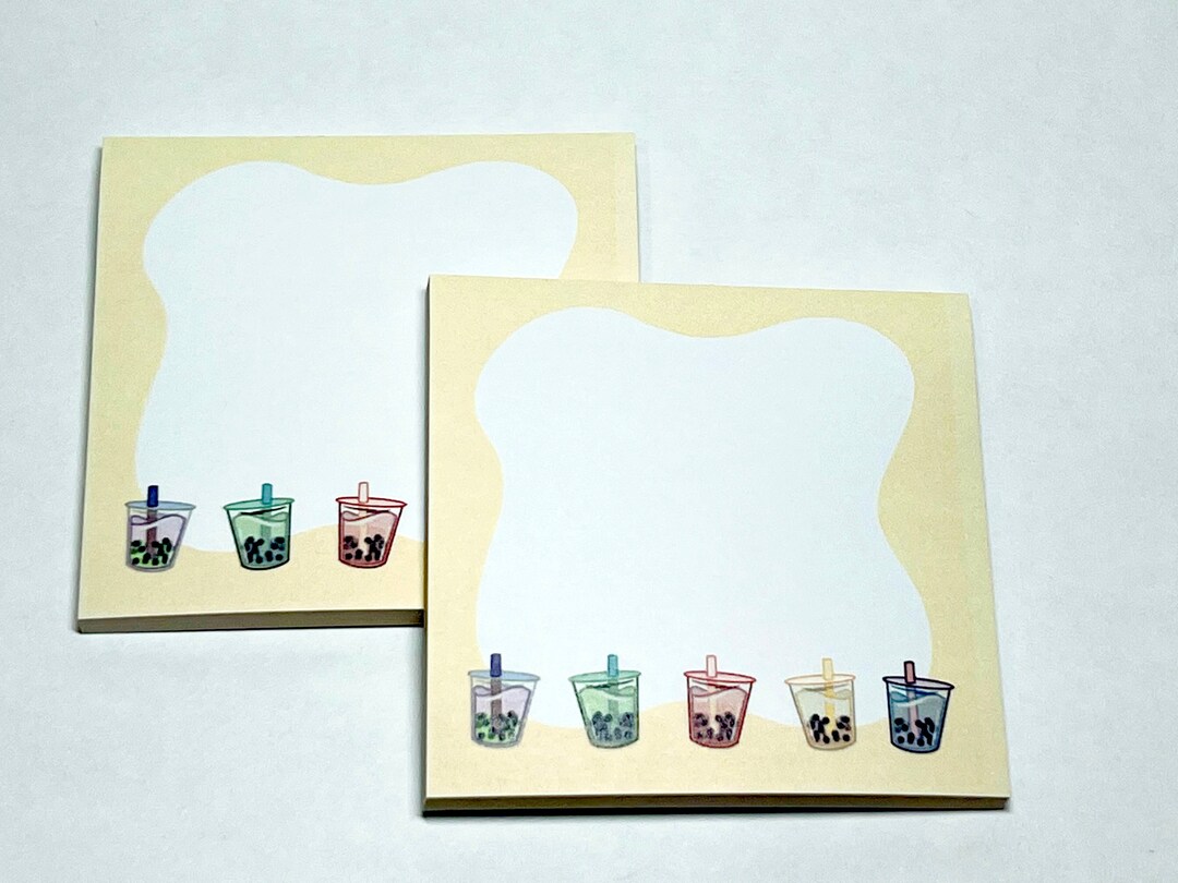 Boba Theme Sticky Notes, 3x3 Inches, 50 Sheets, Small Stationery, Cute ...