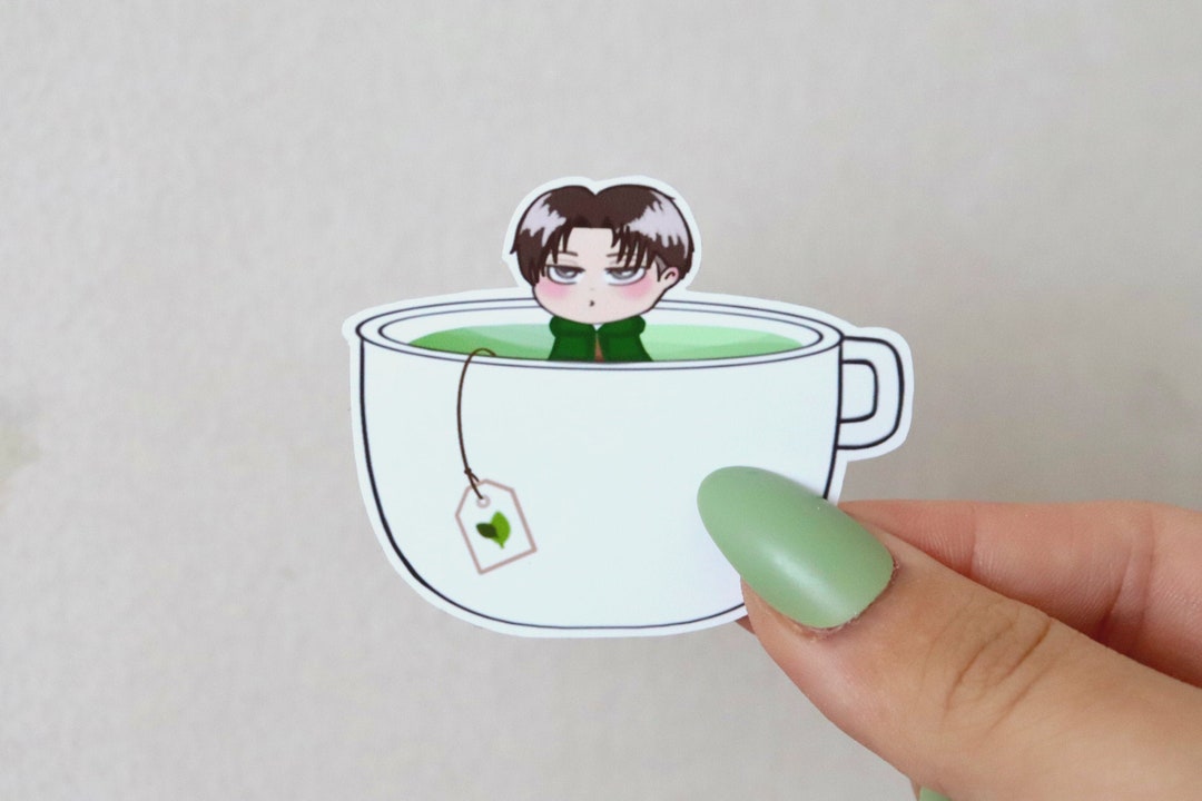 Levi Green Tea Sticker Anime Original Fanart Stationery Decal Kawaii ...