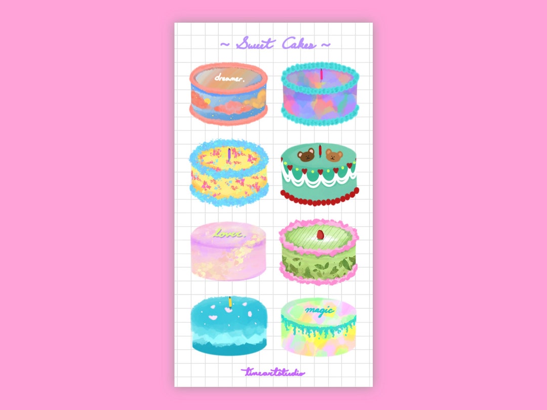 Mini Cake Sticker Sheet Bakery Bullet Journal Cute Kawaii Aesthetic ...