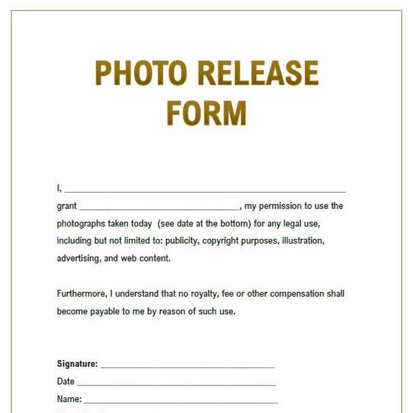 Photo Model Release - Etsy