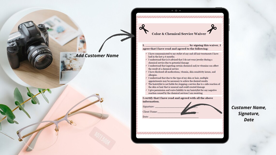 EASY Waiver -color and Chemical Services - Hair Stylist Form - Salon ...