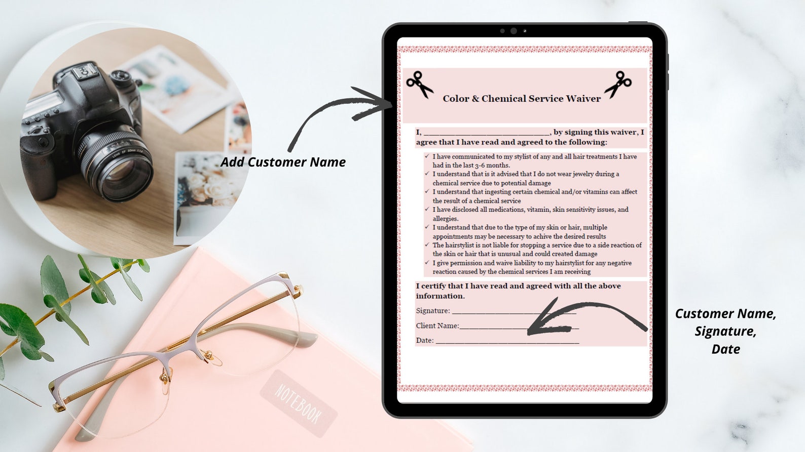 Hair Salon Color & Chemical Service Waiver – Editable Form (digital ...