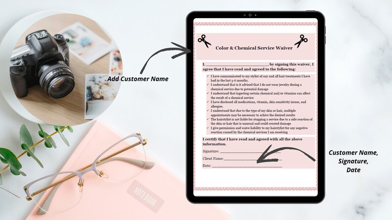 EASY Waiver -color and Chemical Services - Hair Stylist Form - Salon ...