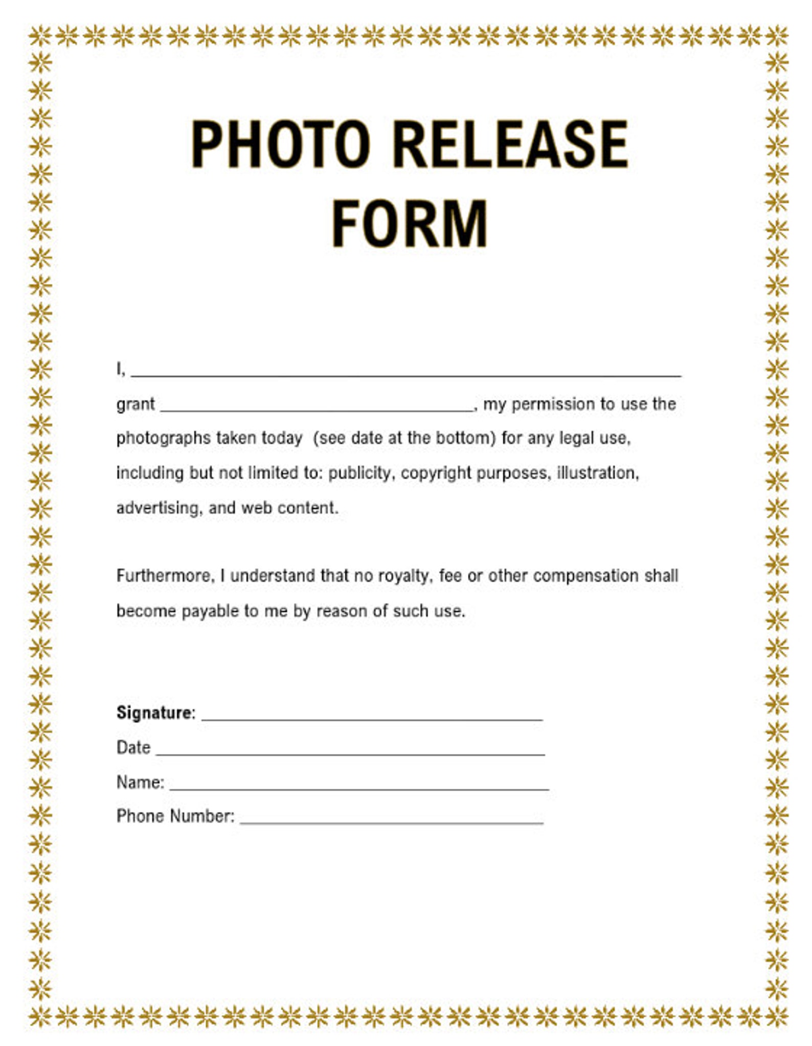 EASY Photo Release Form - Bundle. General Digital Print and Template ...