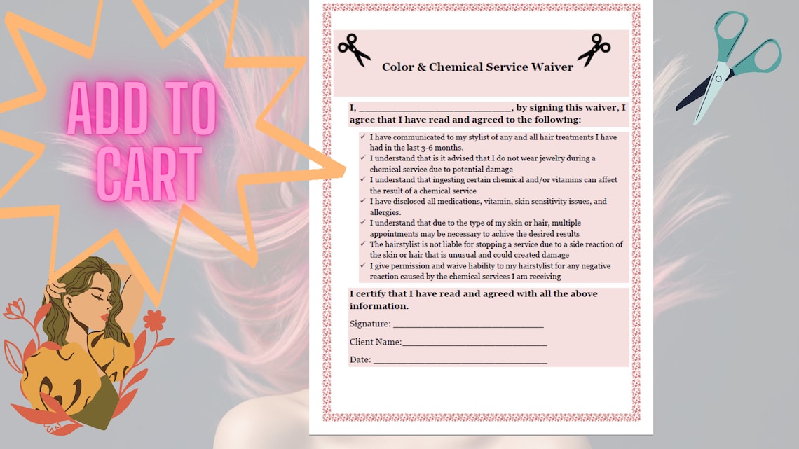 EASY Waiver -color and Chemical Services - Hair Stylist Form - Salon ...