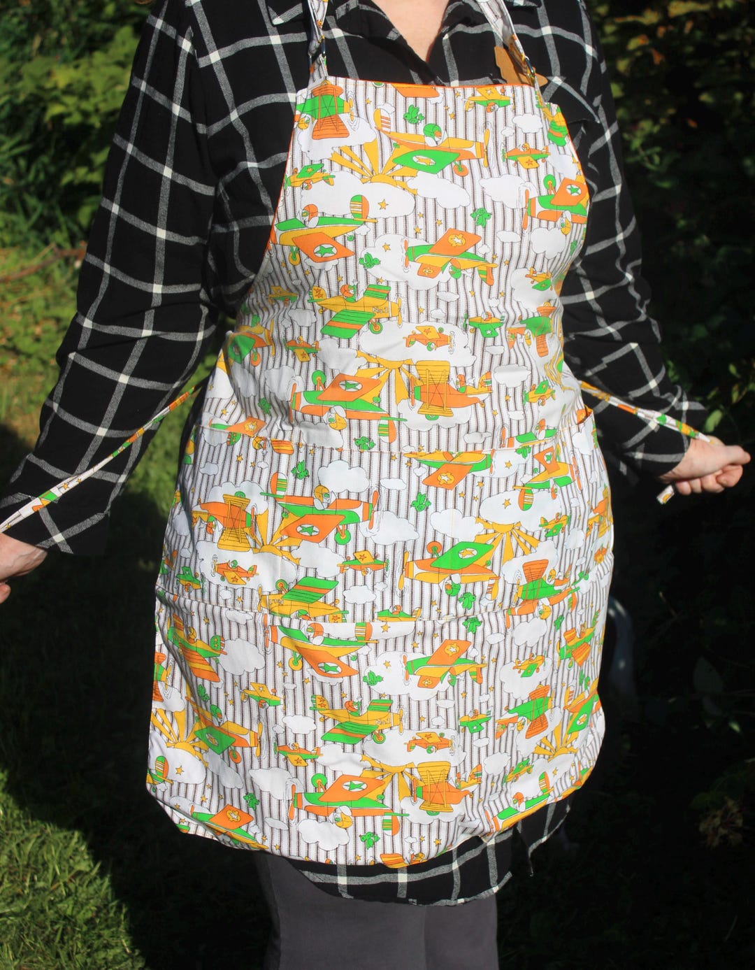 Handmade Apron, Fun Kitchen Apron, Long Tie Back Apron With Pockets ...