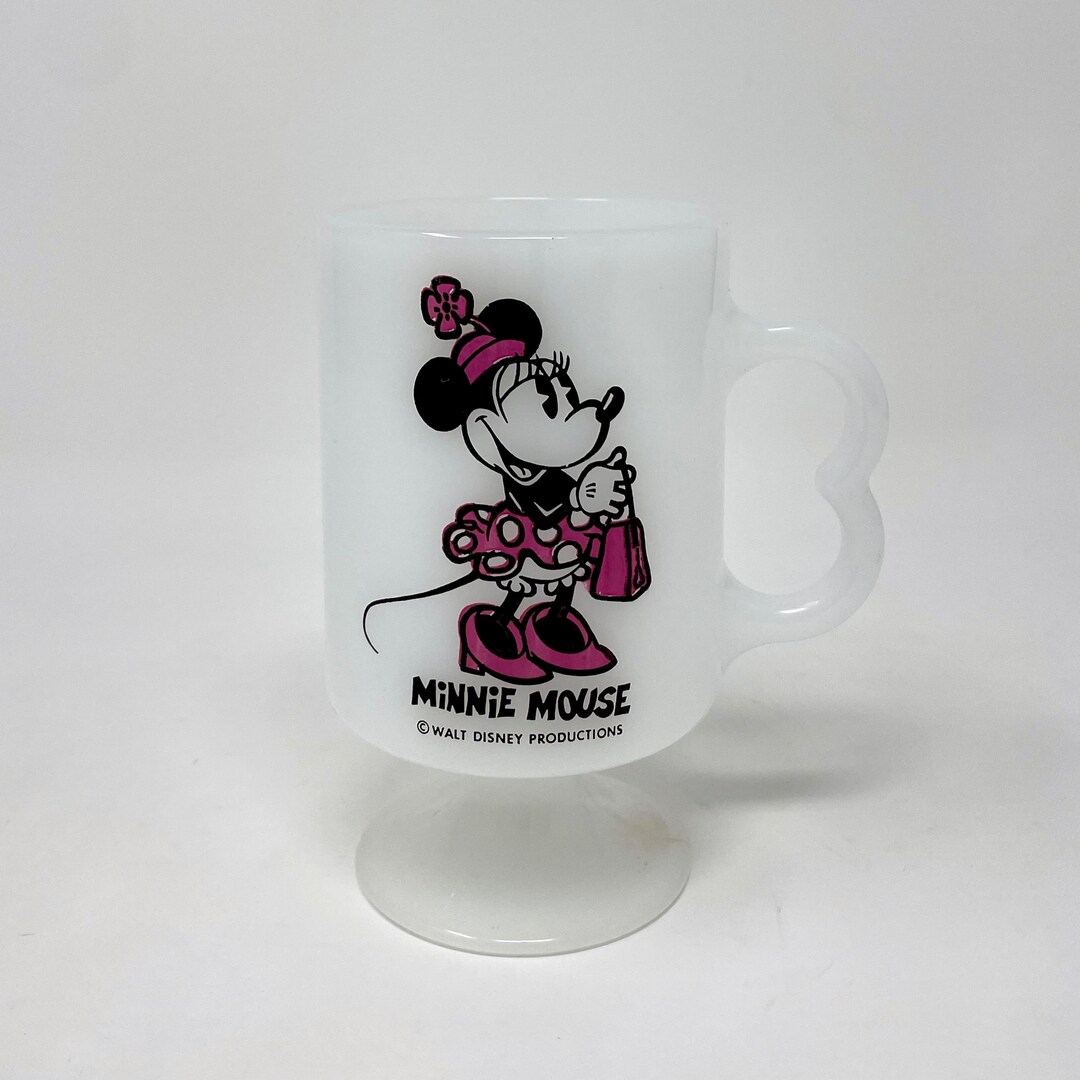 Vintage Anchor Hocking Minnie Mouse Milk Glass Coffee Cup Mug Footed ...