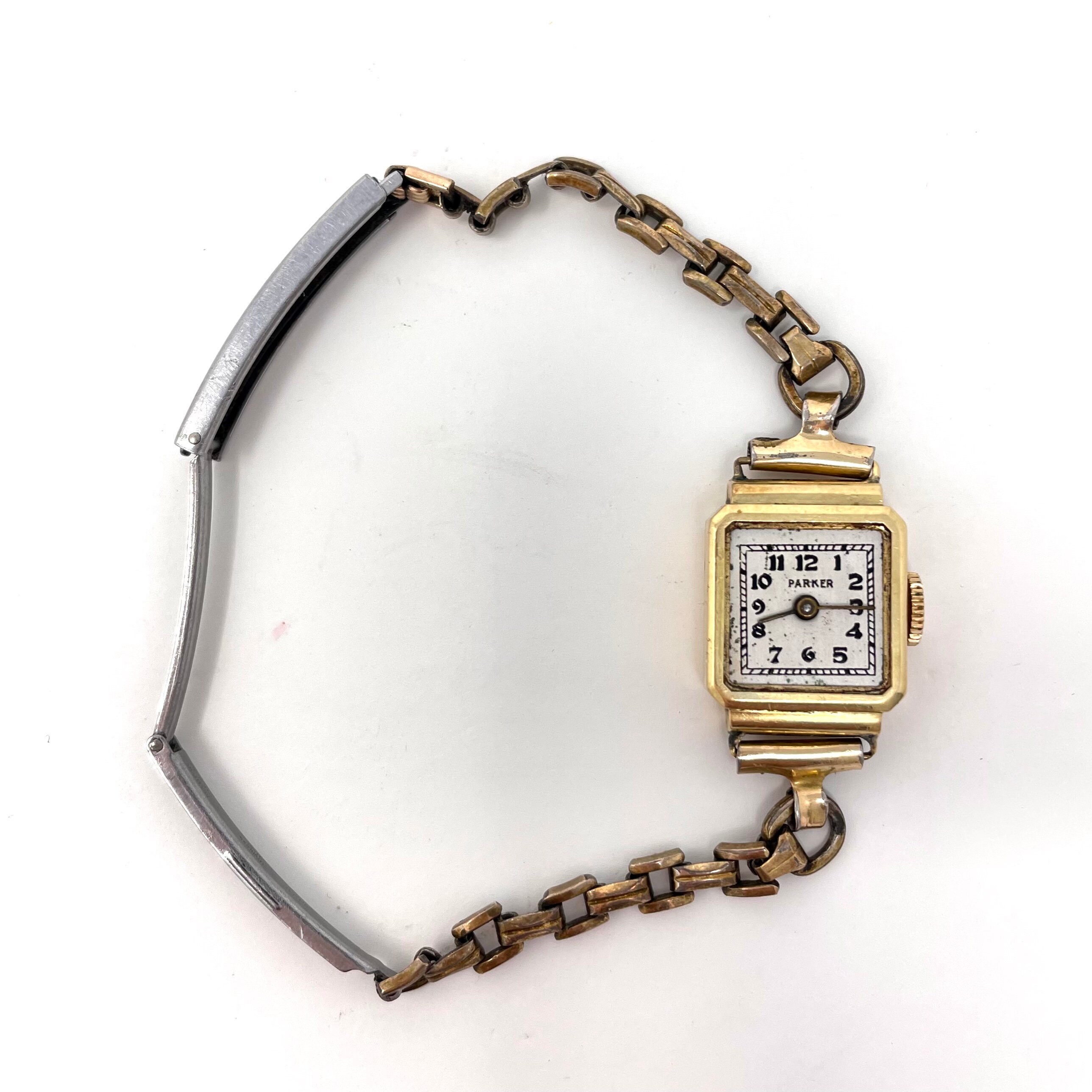 Vintage 1940s Parker 14K Yellow Gold Ladies Wind up Wrist Watch PARKER ...