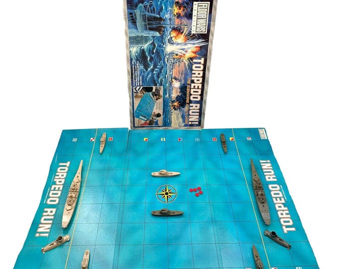 Vintage 1986 Torpedo Run Board Game Milton Bradley Floor Wars Almost ...