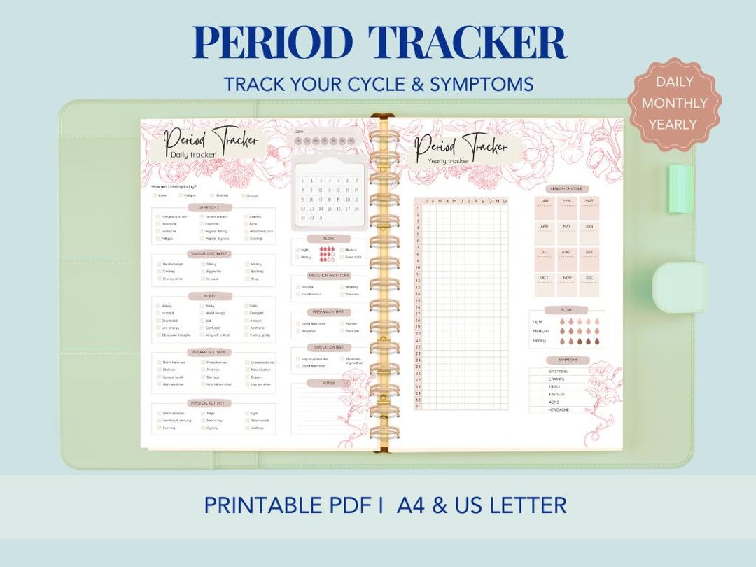 Period Symptom Tracker Printable PDF I Digital Pms Menstrual Cycle Planner I Png Hormonal Log ...