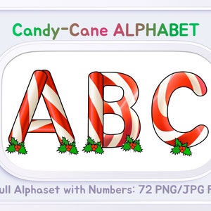 Candy Cane Alphabet, Candy Cane Letters, Doodle Letter PNG, Christmas ...
