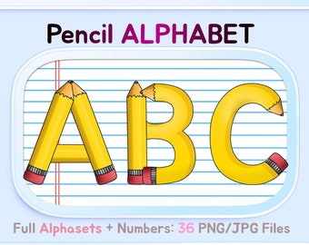 Pencil Doodle Letter Png Teacher Font Png Back to School - Etsy