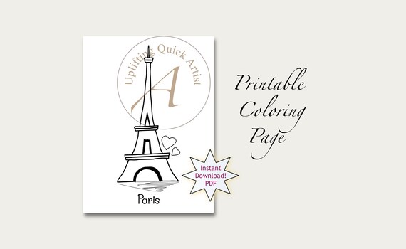Eiffel Tower Printable Kids Color Page Eiffel Tower Paris - Etsy