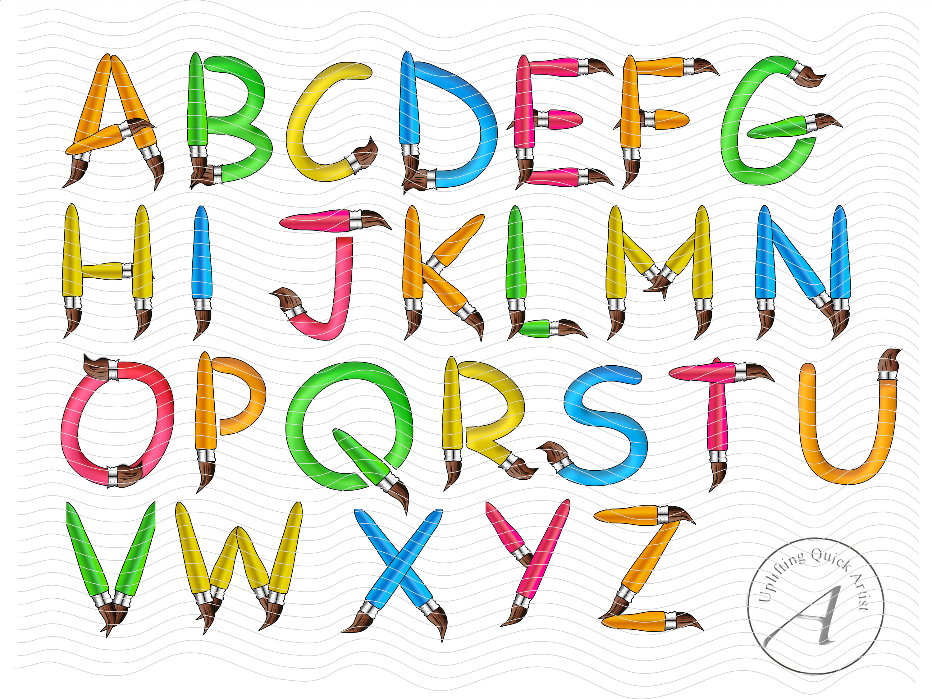 Paint Brush Alphabet Set, Alphabet Letters School Artist, End of School ...
