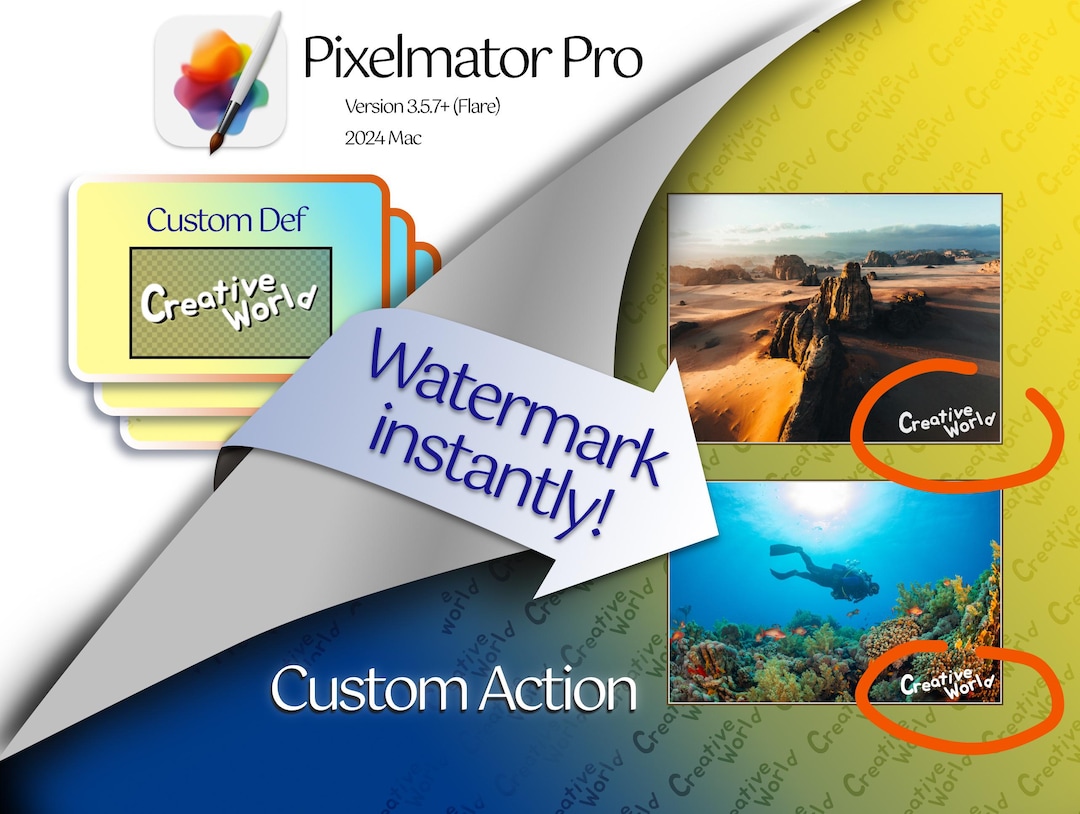 Watermark Pixelmator Pro Action - Etsy