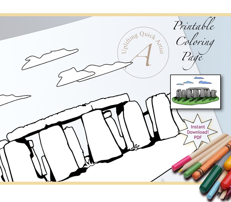 Stonehenge Printable, Kids Color Page Stonehenge, England Coloring ...