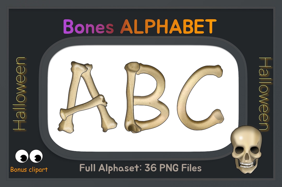 Halloween Bones Alphabet, Bone Letters, Doodle Letter PNG, Halloween ...