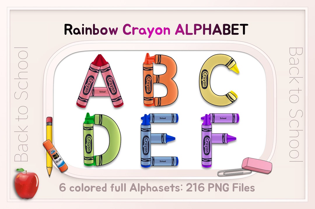 Rainbow Crayon Alphabet, Crayon Letters, Doodle Letter PNG, Teacher ...