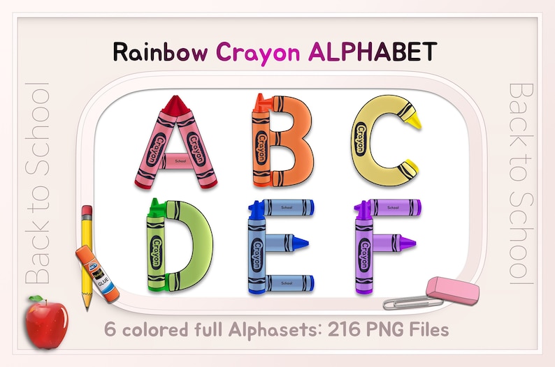 Rainbow Crayon Alphabet, Crayon Letters, Doodle Letter PNG, Teacher ...