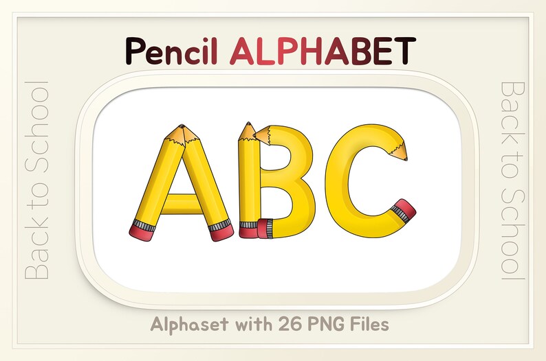School Alphabet Pencil Alphaset Doodle Letter PNG Teacher - Etsy