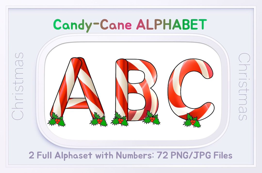 Candy Cane Alphabet, Candy Cane Letters, Doodle Letter PNG, Christmas ...