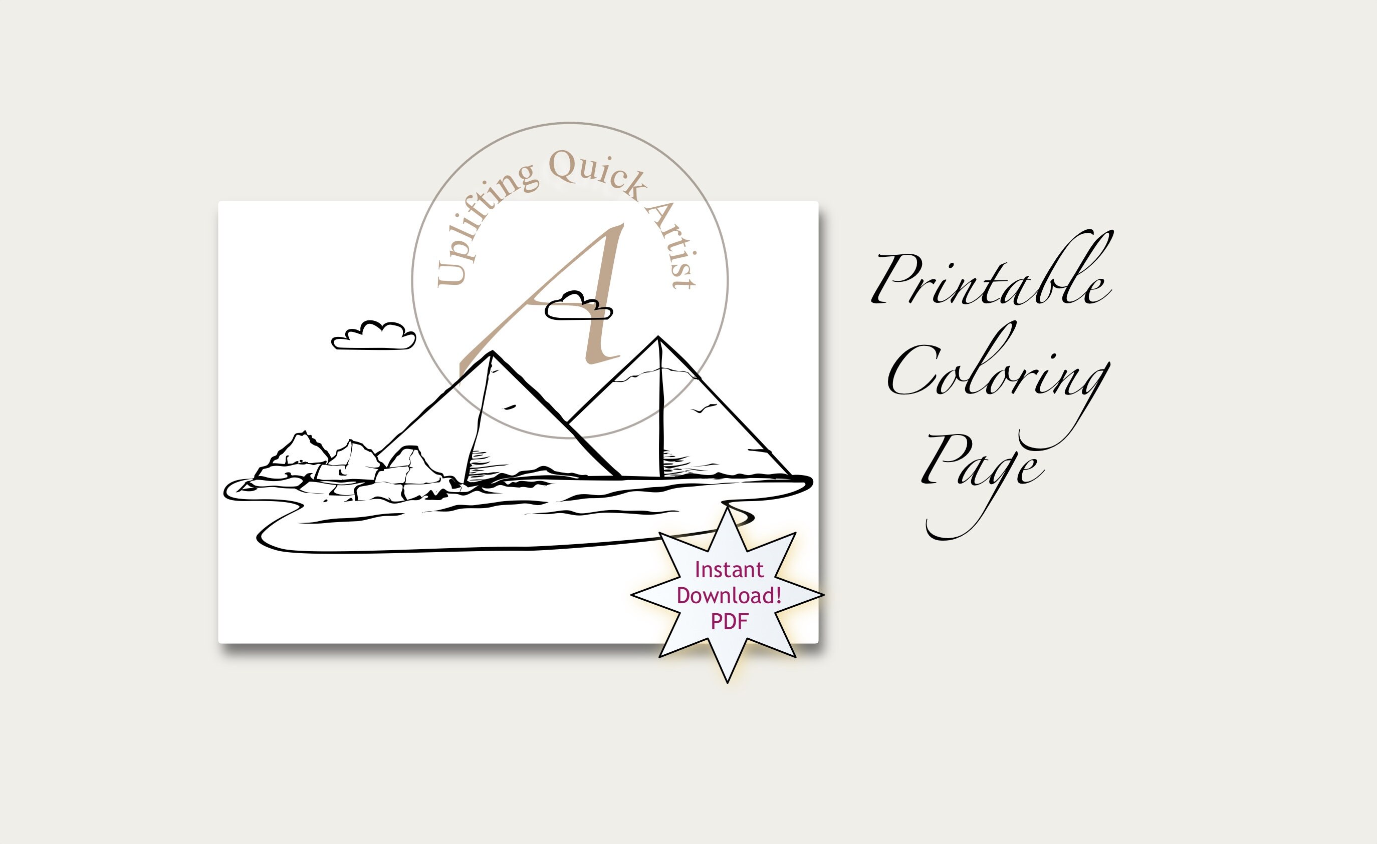 Egypt Printable, Kids Color Page Pyramid, Pyramid of Giza Coloring ...