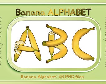 26 Banana Alphabet Clipart Bundle, Banana PNG, Letters Clipart, Fancy ...