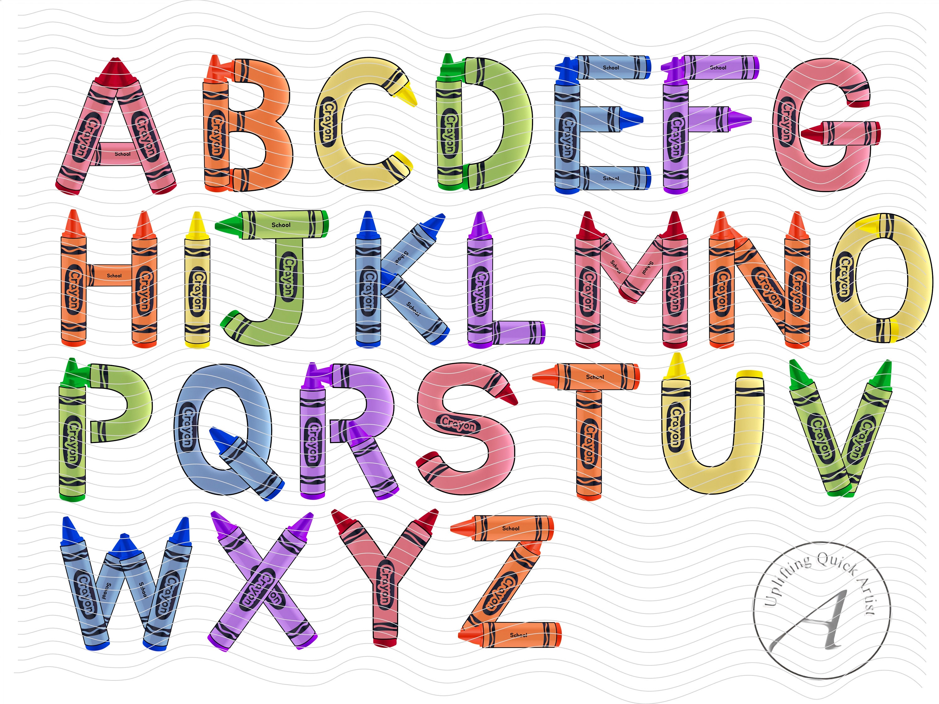 Rainbow Crayon Alphabet, Crayon Letters, Doodle Letter PNG, Teacher ...