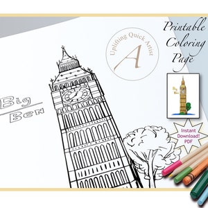 Big Ben Printable, Kids Color Page England, UK Coloring, Big Ben ...